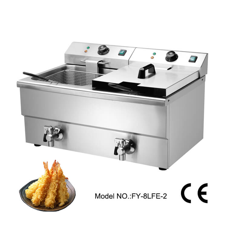 Commercial double deep fryer for french fries with oil filer